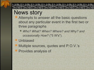 types_of_news_stories.pptnffnvbnfhhjfhgh | PPT