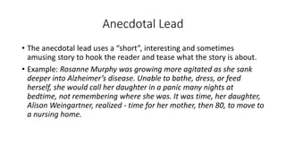 Types of news story leads | PPTX