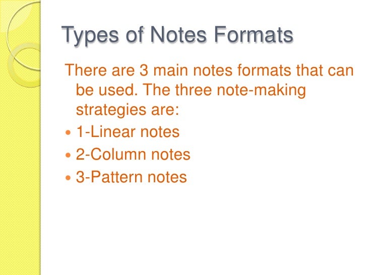 Types of notes