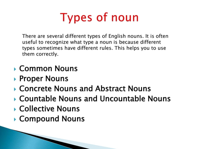 Types of noun | PPTX | Chemistry | Science