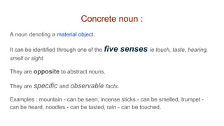 Types of nouns part 3 -Abstract, concrete and collective noun | PPTX