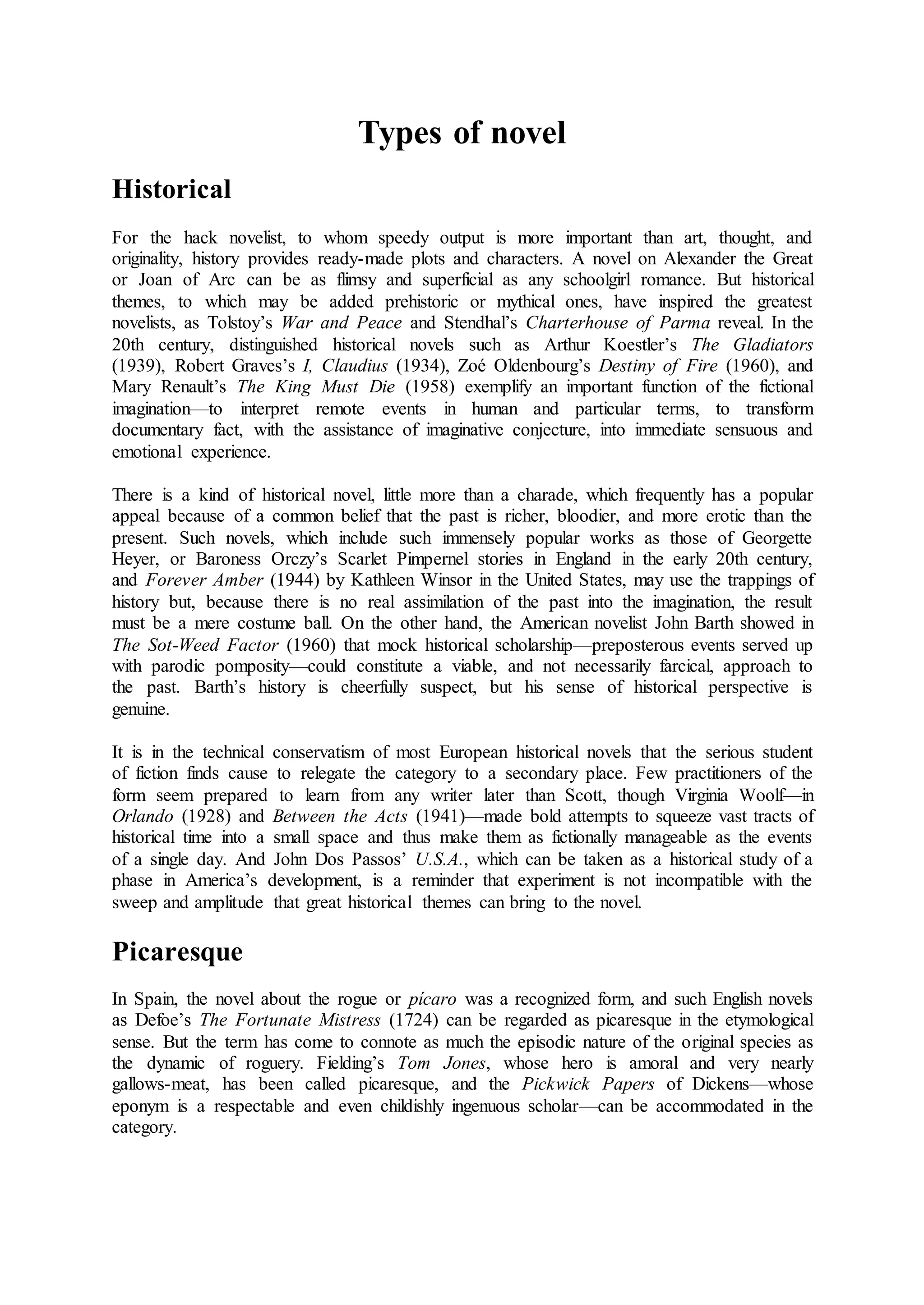 Types of novel | DOCX