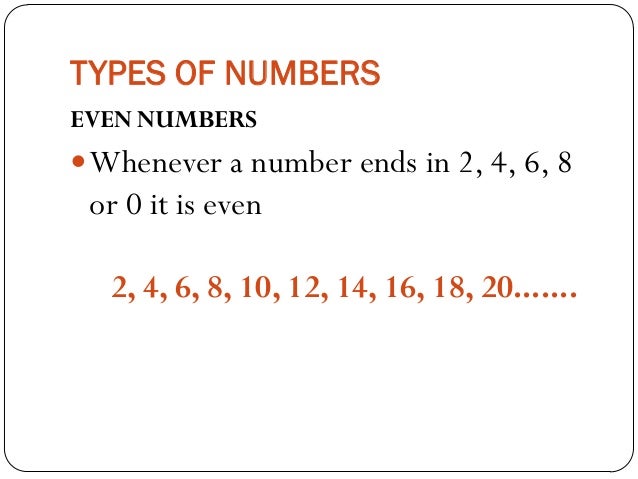 Numbers and Number Sense: Types of Numbers