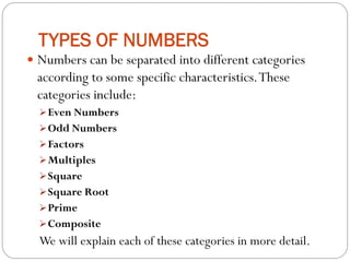 Numbers and Number Sense: Types of Numbers | PDF