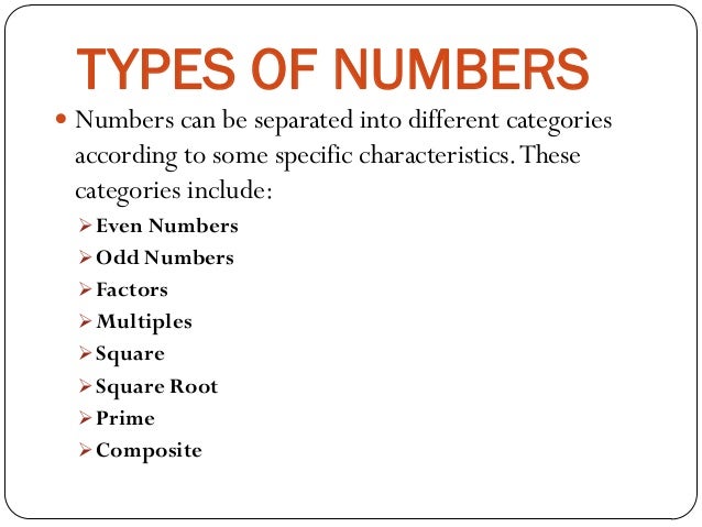 Types of Numbers: Square Numbers