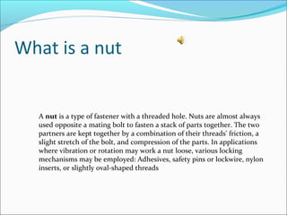 Types of nuts and bolts | PPT