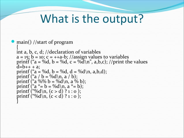 Types of operators in C | PPT | Programming Languages | Computing