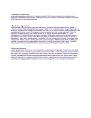 Types of organizational designs | DOCX