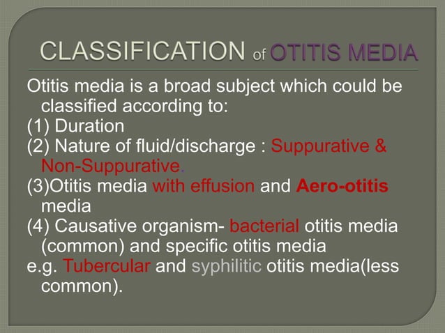 Types of Otitis Media by Dr. Haseeb Ahmed - dec 2011 | PPTX