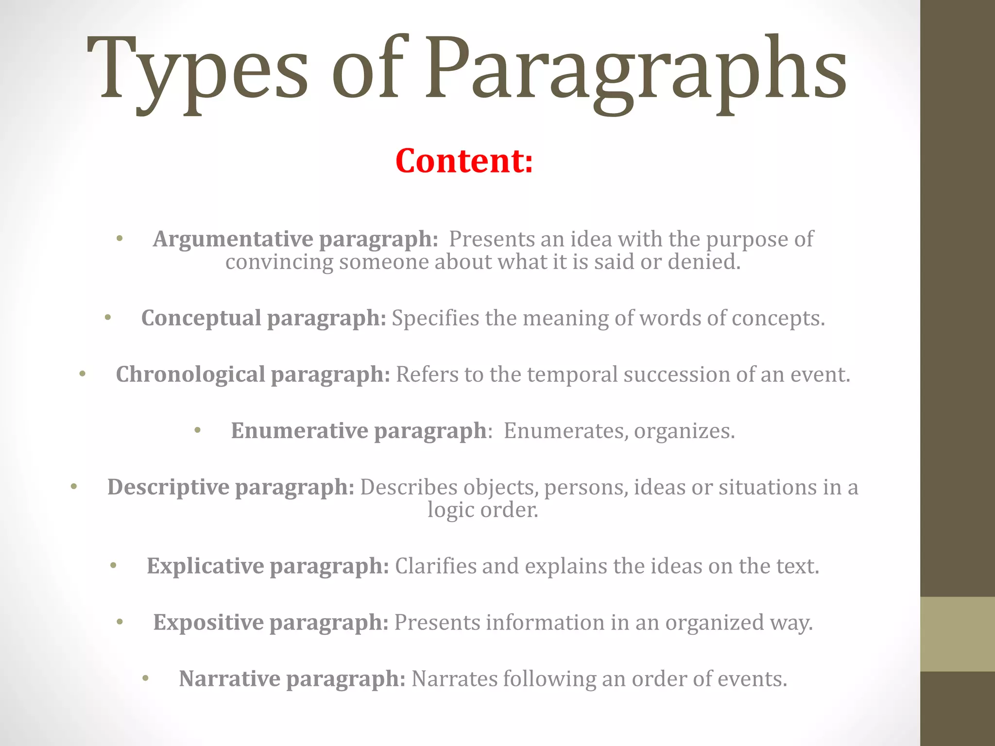 Types of paragraphs | PPT | Free Download