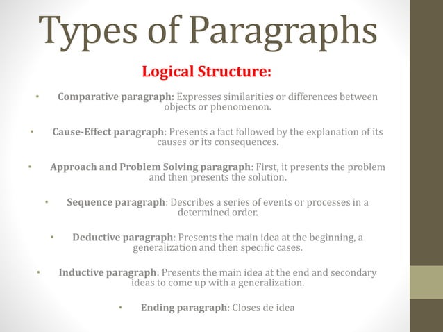 Types of paragraphs | PPT | Free Download