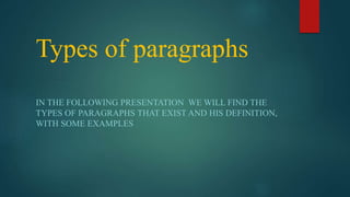Types of paragraphs | PPT