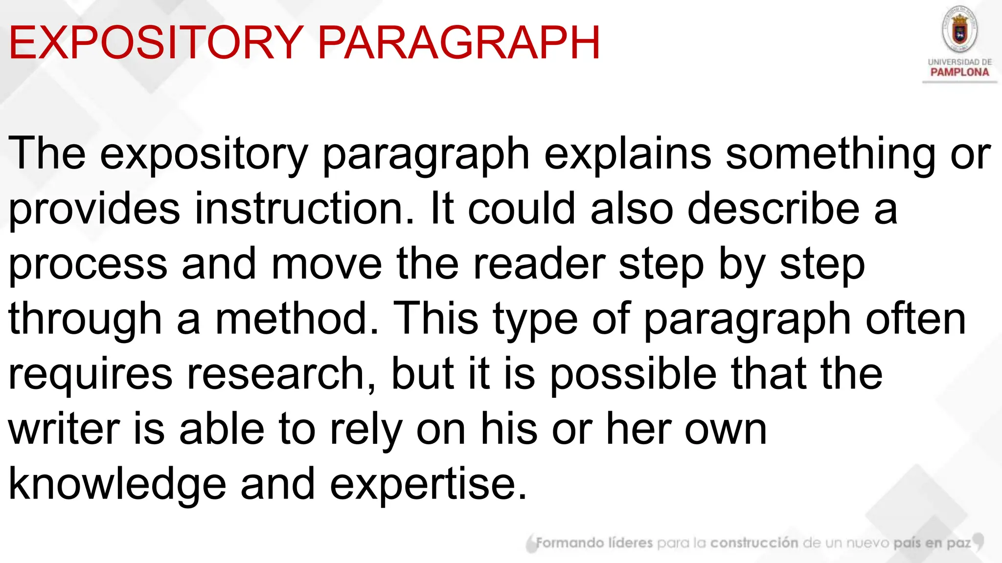 Types of Academic Paragraphs. Explanation | PPT