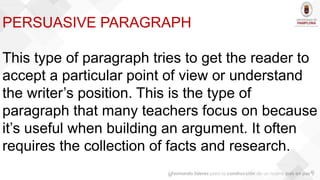 Types of Academic Paragraphs. Explanation | PPTX