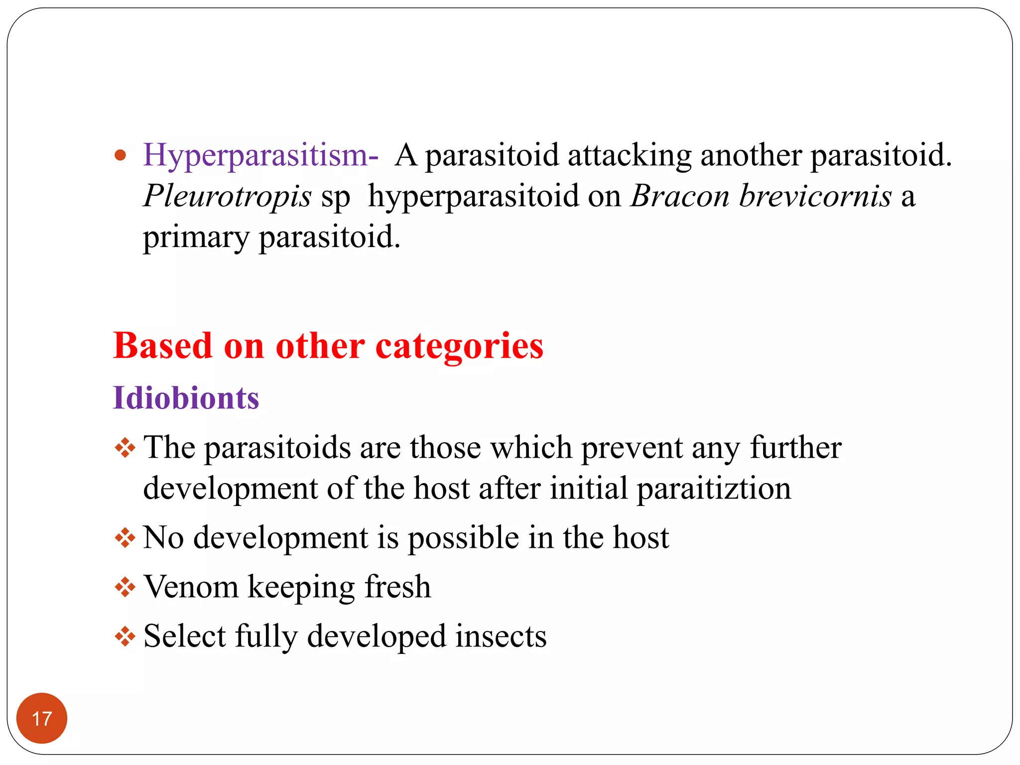 Types of parasitoids and parasitism ppt | PPTX