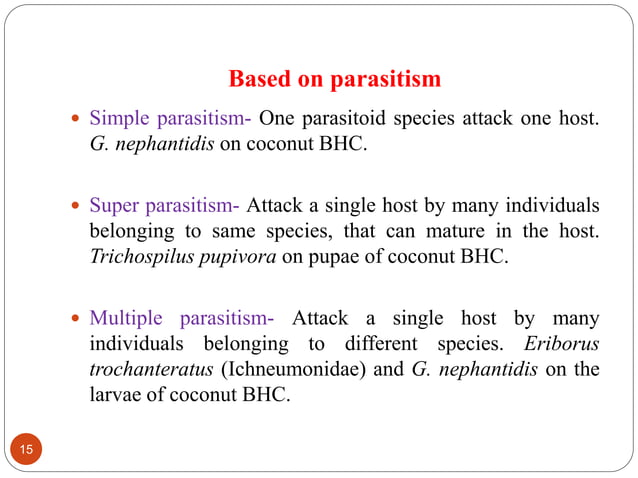 Types of parasitoids and parasitism ppt | PPTX | Infectious Diseases | Diseases and Conditions