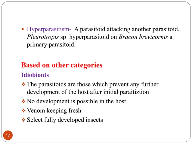 Types of parasitoids and parasitism ppt | PPTX | Infectious Diseases ...
