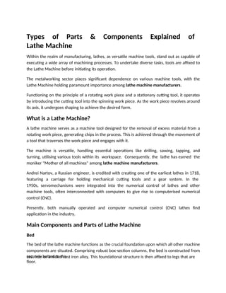 Types of Parts & Components Explained of Lathe Machine.ppt