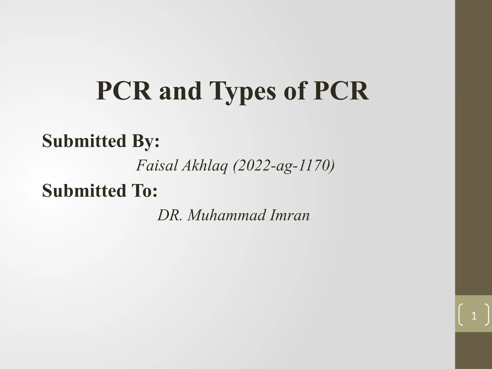 Types Of Pcr Polymerase Chain Reaction Pptx