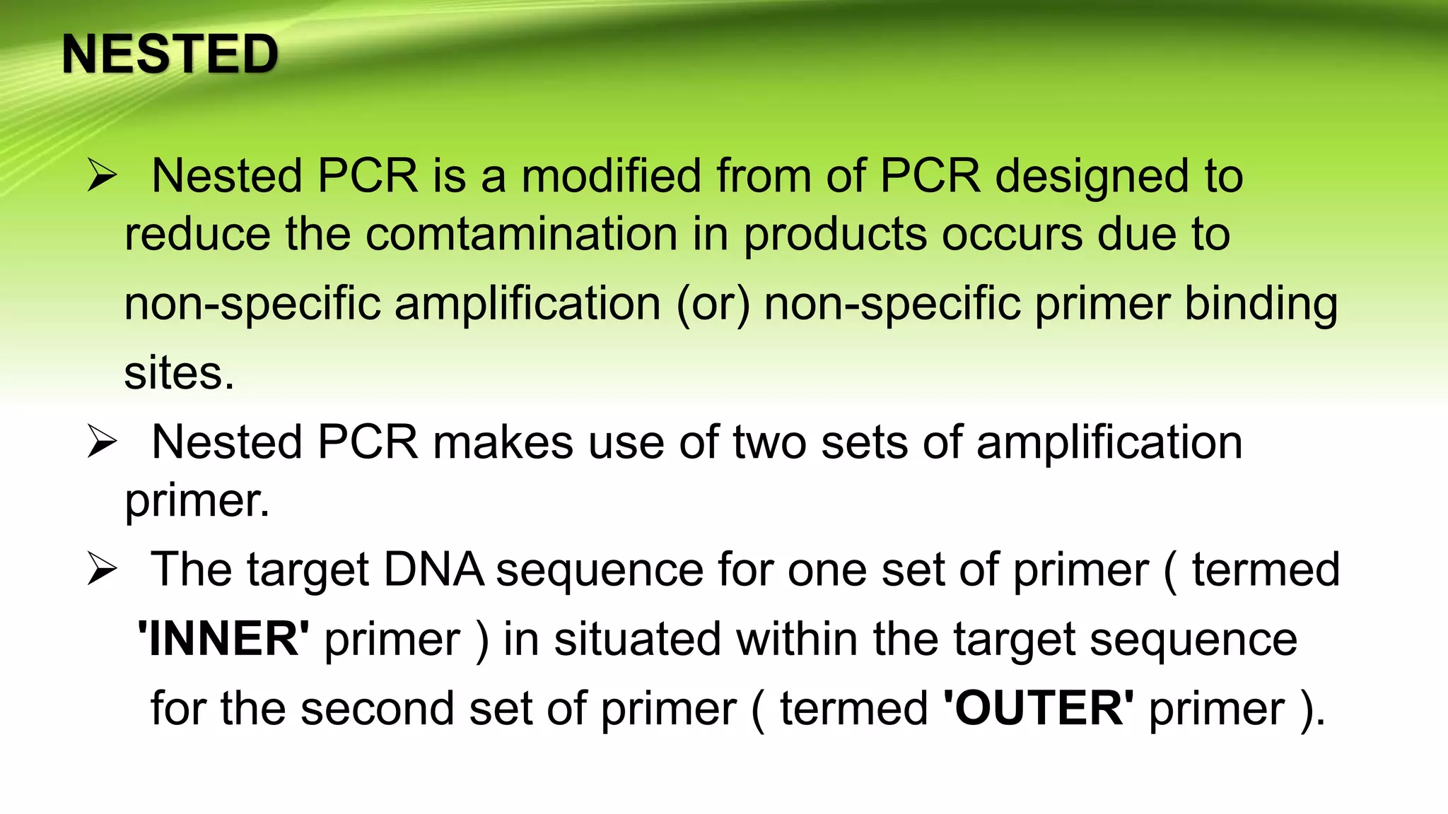 Types of pcr ppt by mala (1) | PPTX | Biological Sciences | Science