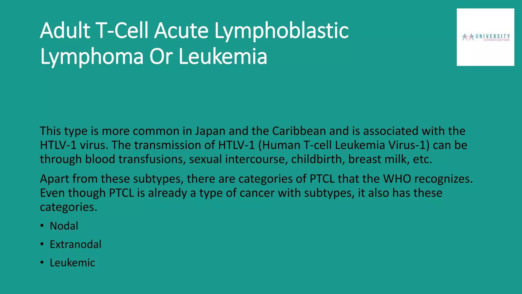 Types Of Peripheral T-Cell Lymphoma | PPTX