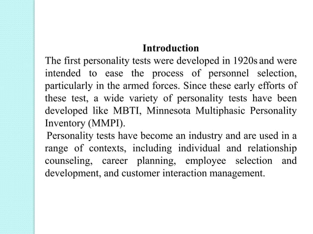 Types of personality tests | PPTX