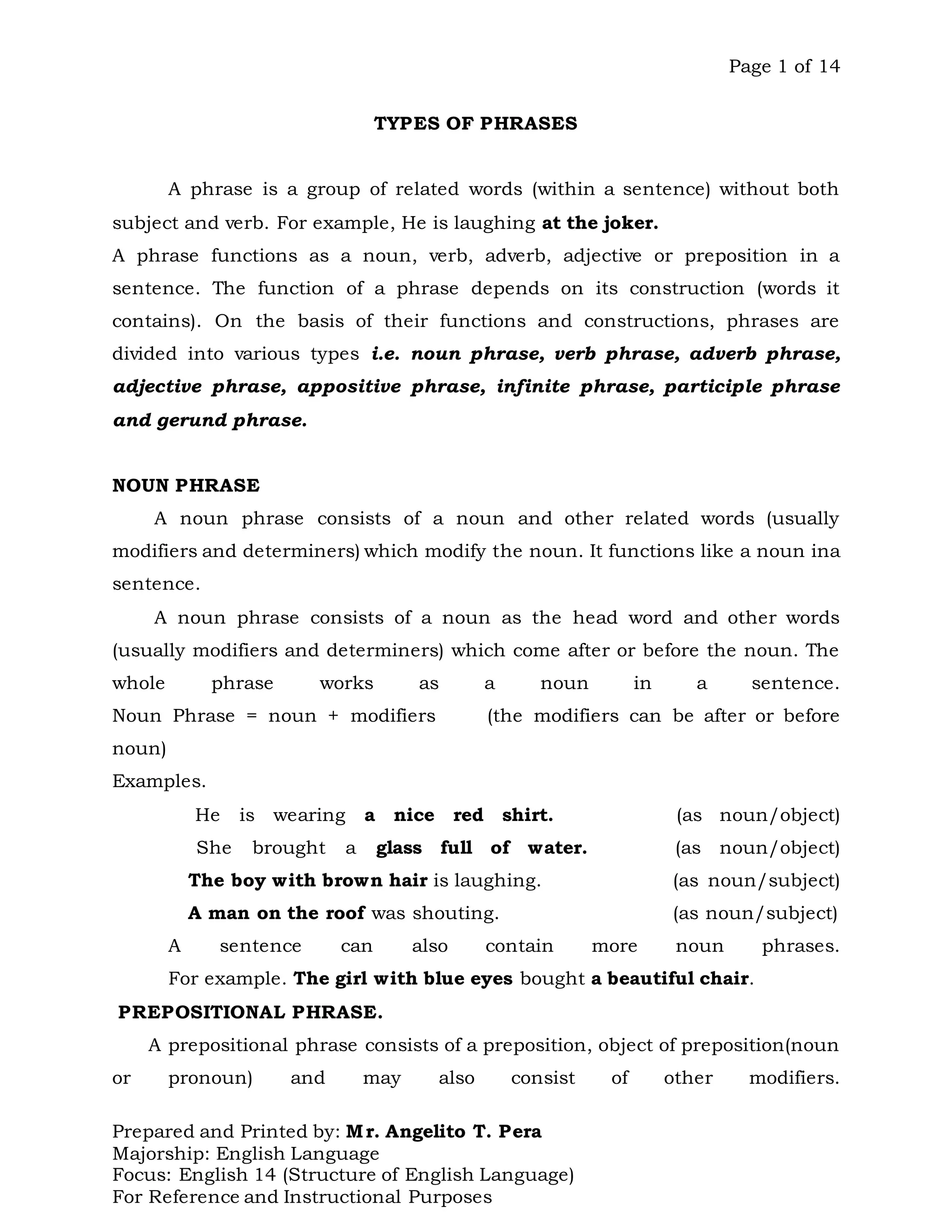 Types of phrases | DOCX