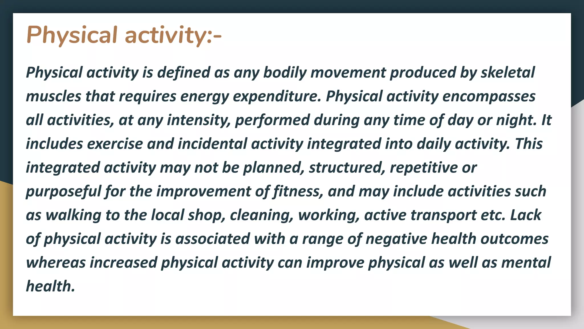 Types of physical activity and their intensity | PDF