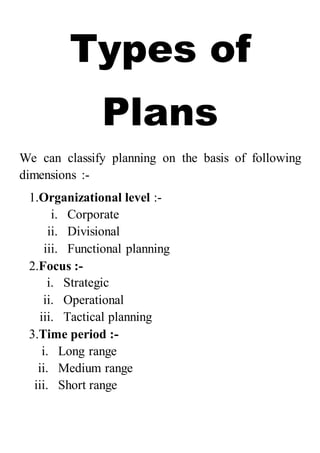 Types of plans | DOCX