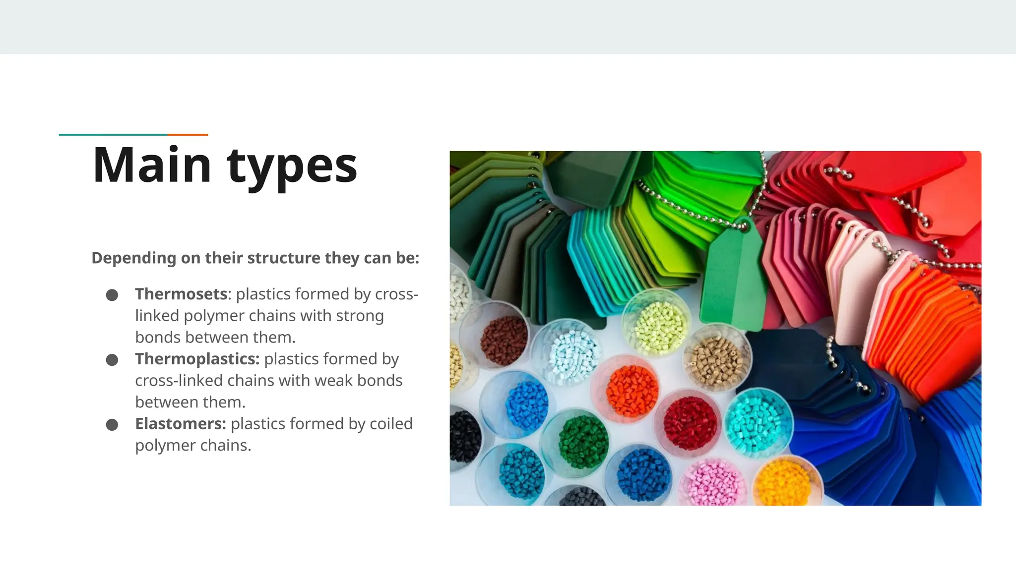 Types of plastics Thermosets Thermoplastics Elastomers | PPTX