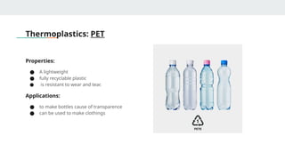 Types of plastics Thermosets Thermoplastics Elastomers | PPTX