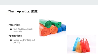 Types of plastics Thermosets Thermoplastics Elastomers | PPTX