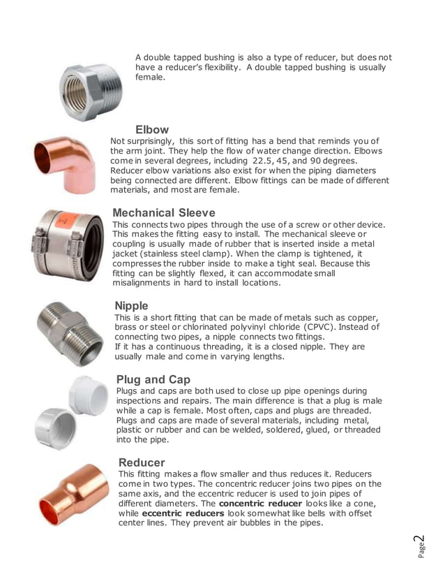 Types of plumbing and pipe fittings | DOCX