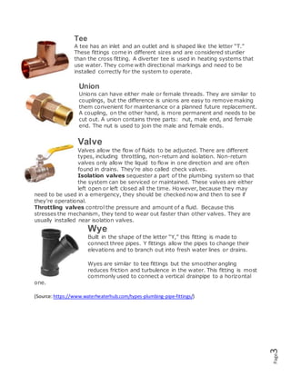 Types of plumbing and pipe fittings | DOCX
