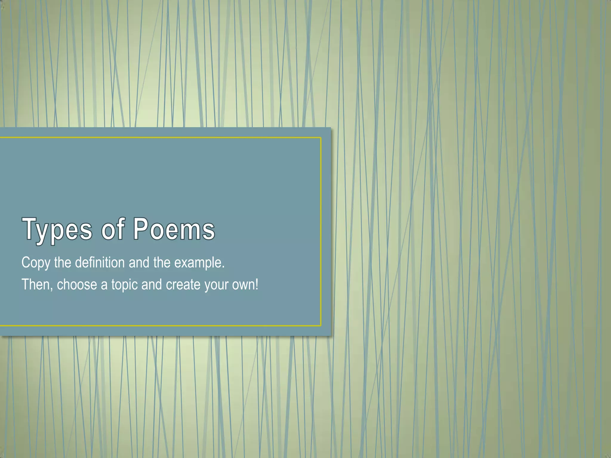 Types of Poetry Warm-Up | PPT