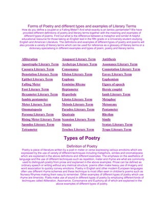 Types Of Poetry | DOCX