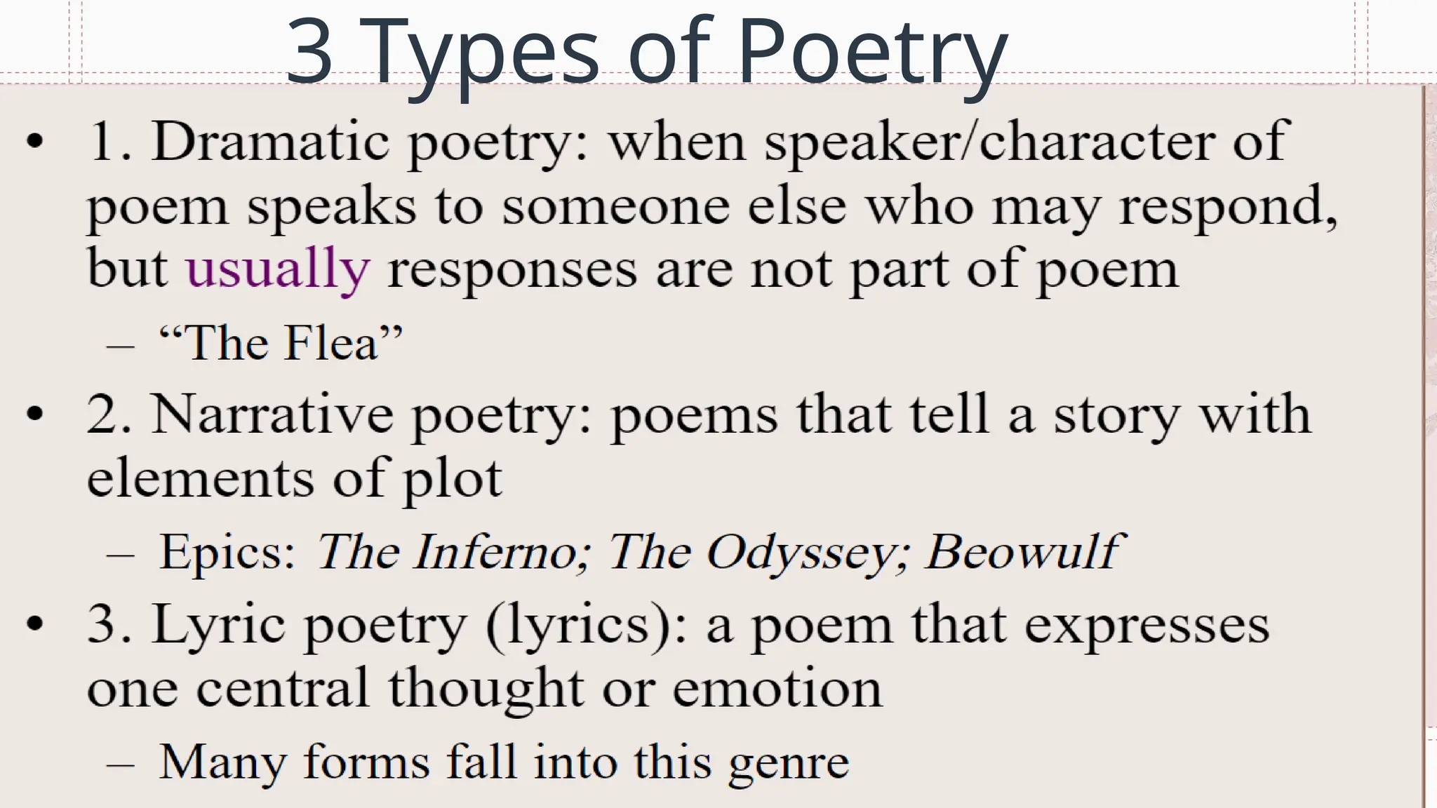 Poetry, TYPES OF POETRY FOR GRADE SEVEN STUDENTS | PPTX