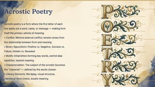 TYPES OF POETRY: CONFLICT CHARACTERIZATION AND LITERARY ELEMENTS | PPTX