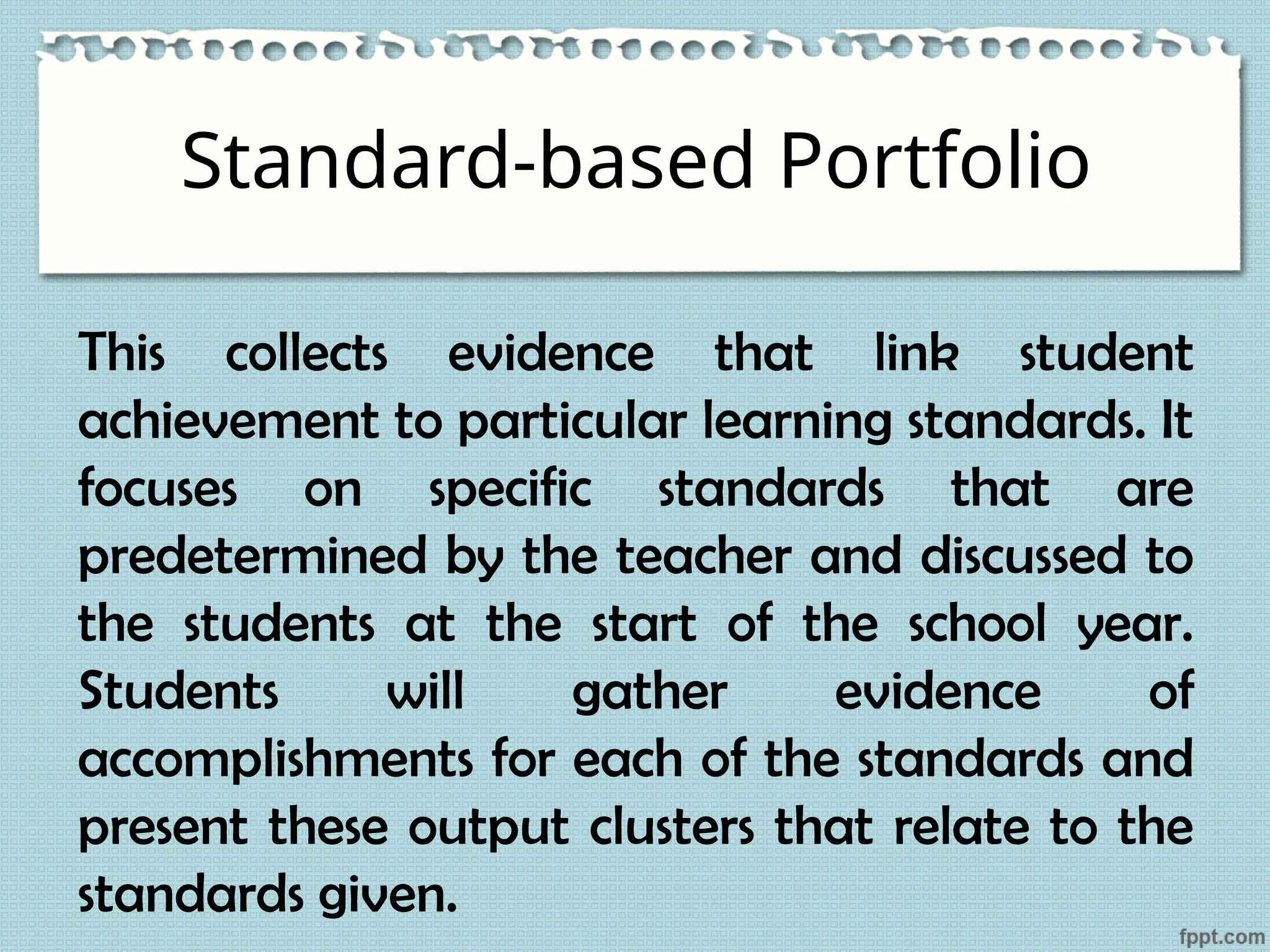 Types of Portfolio (samples and description).pptx | Educational ...