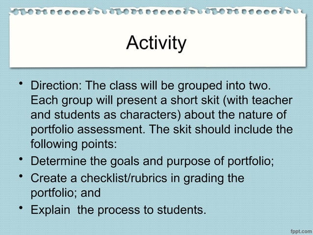 Types of Portfolio (samples and description).pptx | Educational ...