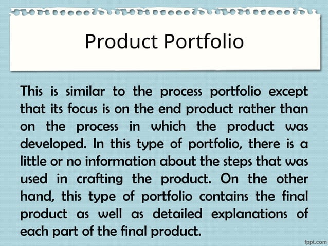 Types of Portfolio (samples and description).pptx | Educational ...