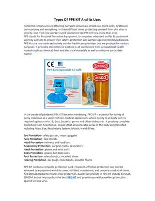 Types Of PPE KIT And Its Uses | PDF