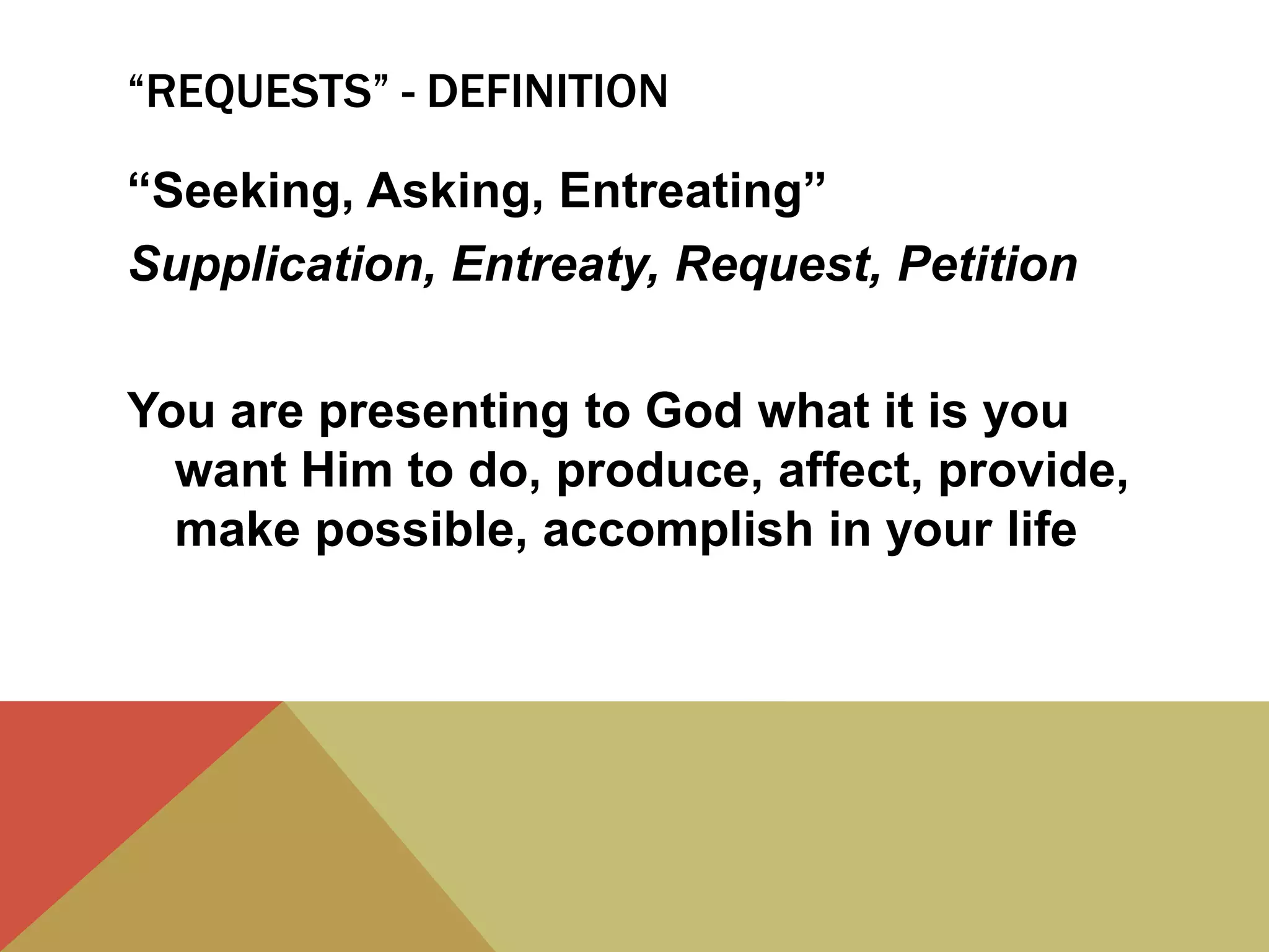 Types of prayer – part one, requests | PPTX