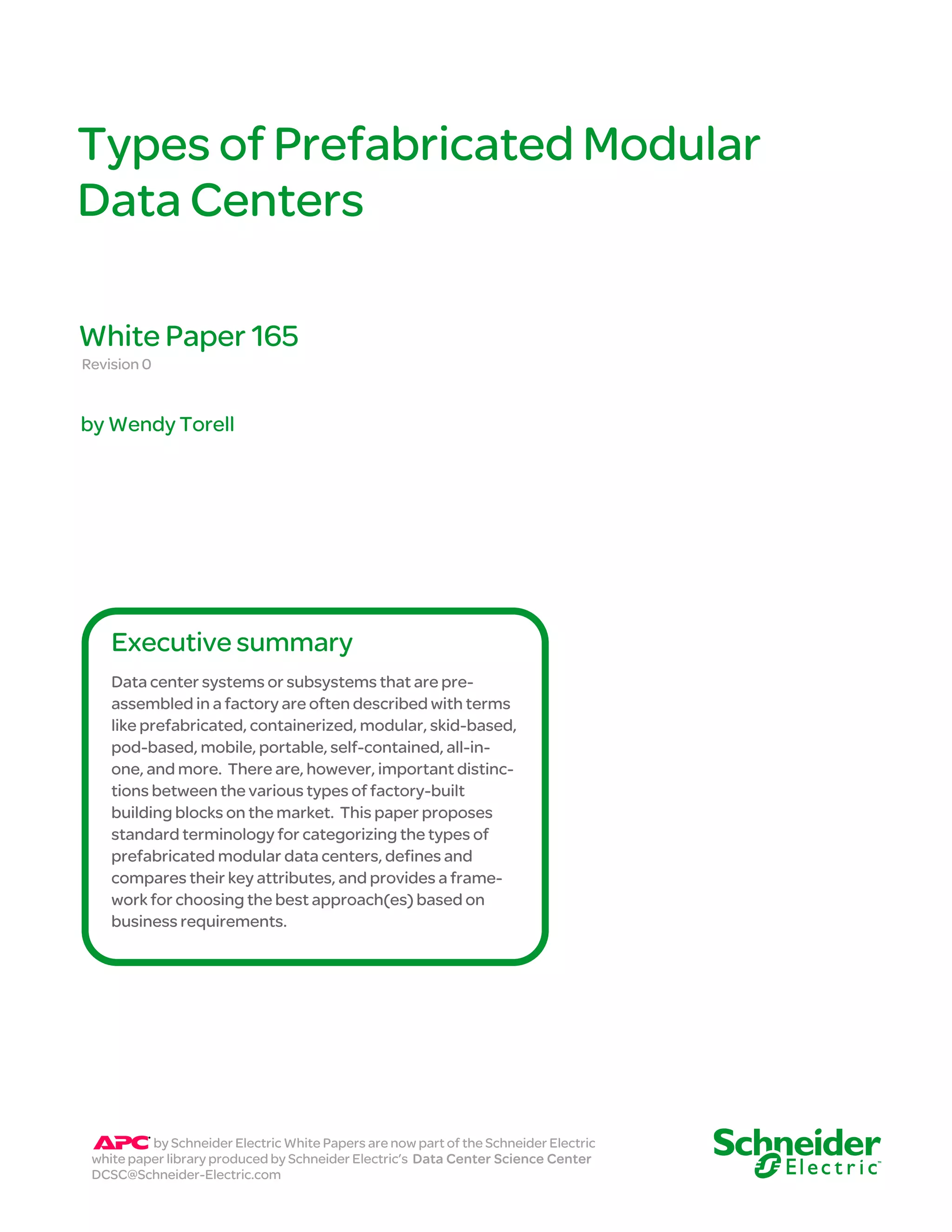 Types of Prefabricated Modular Data Centers | PDF