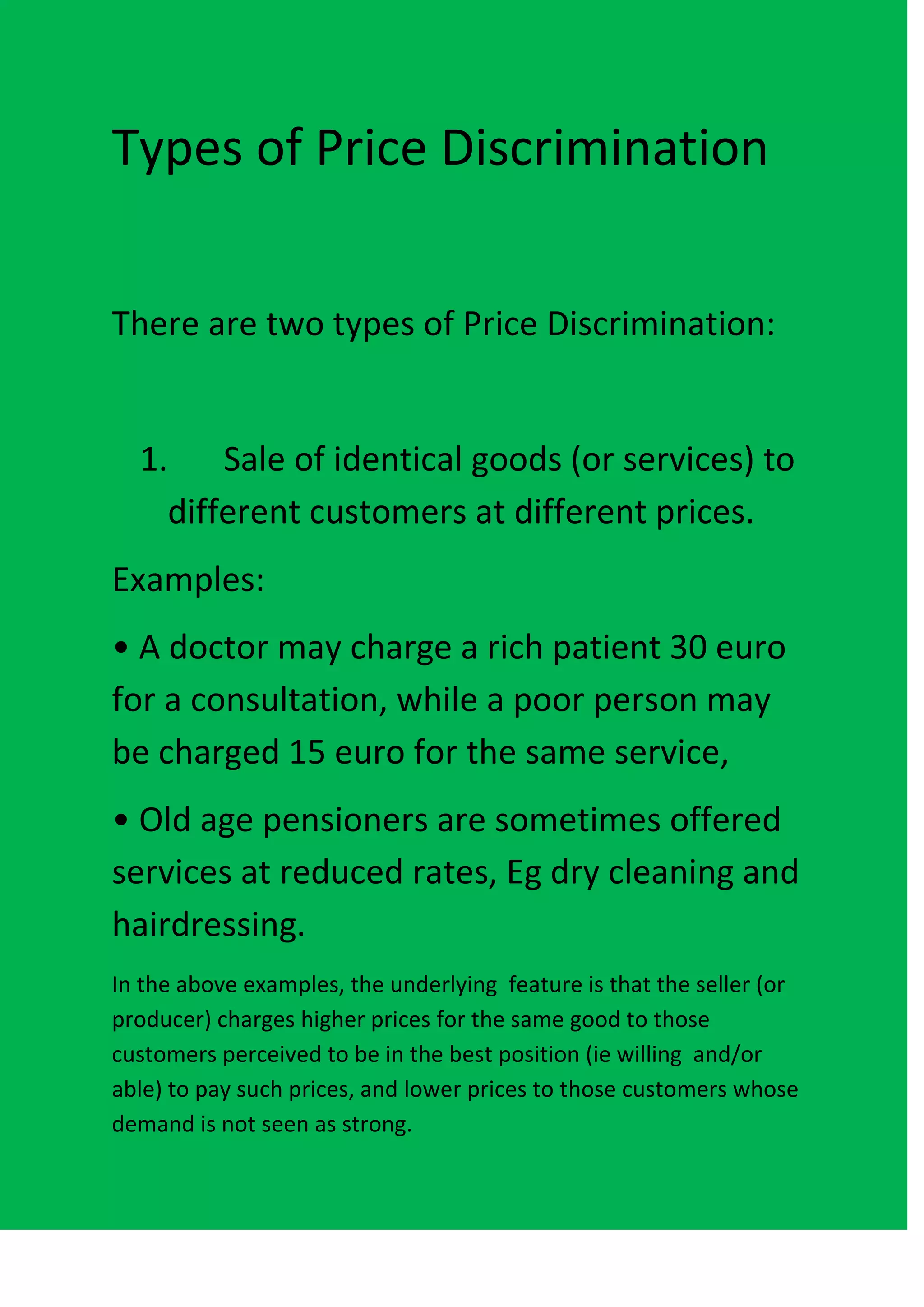 Types of price discrimination | DOCX