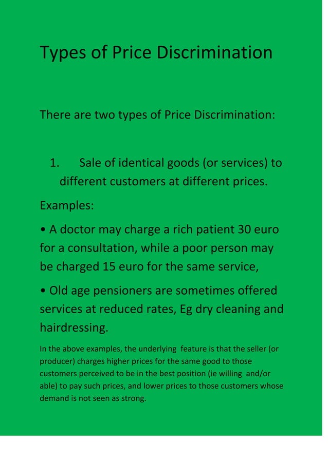 Types of price discrimination | DOCX