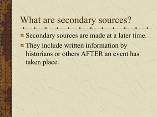 Types of Primary and Secondary Sources.ppt | Secondary Education ...