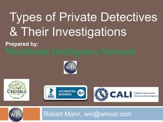 Types of private detectives and their investigations | PPTX | Crime ...