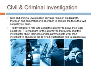 Types of private detectives and their investigations | PPTX | Crime ...