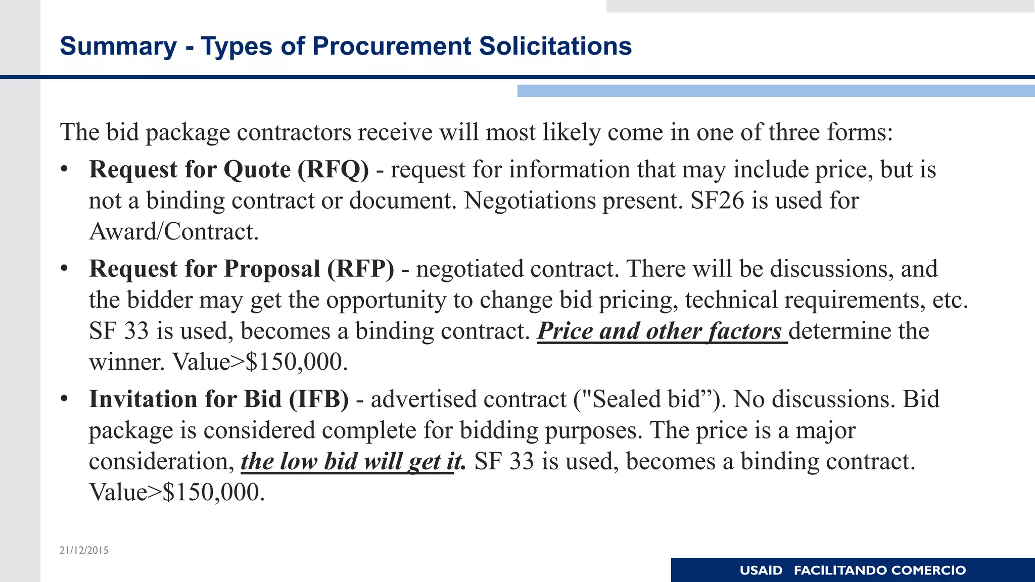 Types of procurement solicitations and types of contracts | PPT